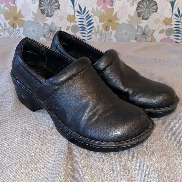 boc | Shoes | Born Boc Peggy Black Leather Clogs Size 8 | Poshmark